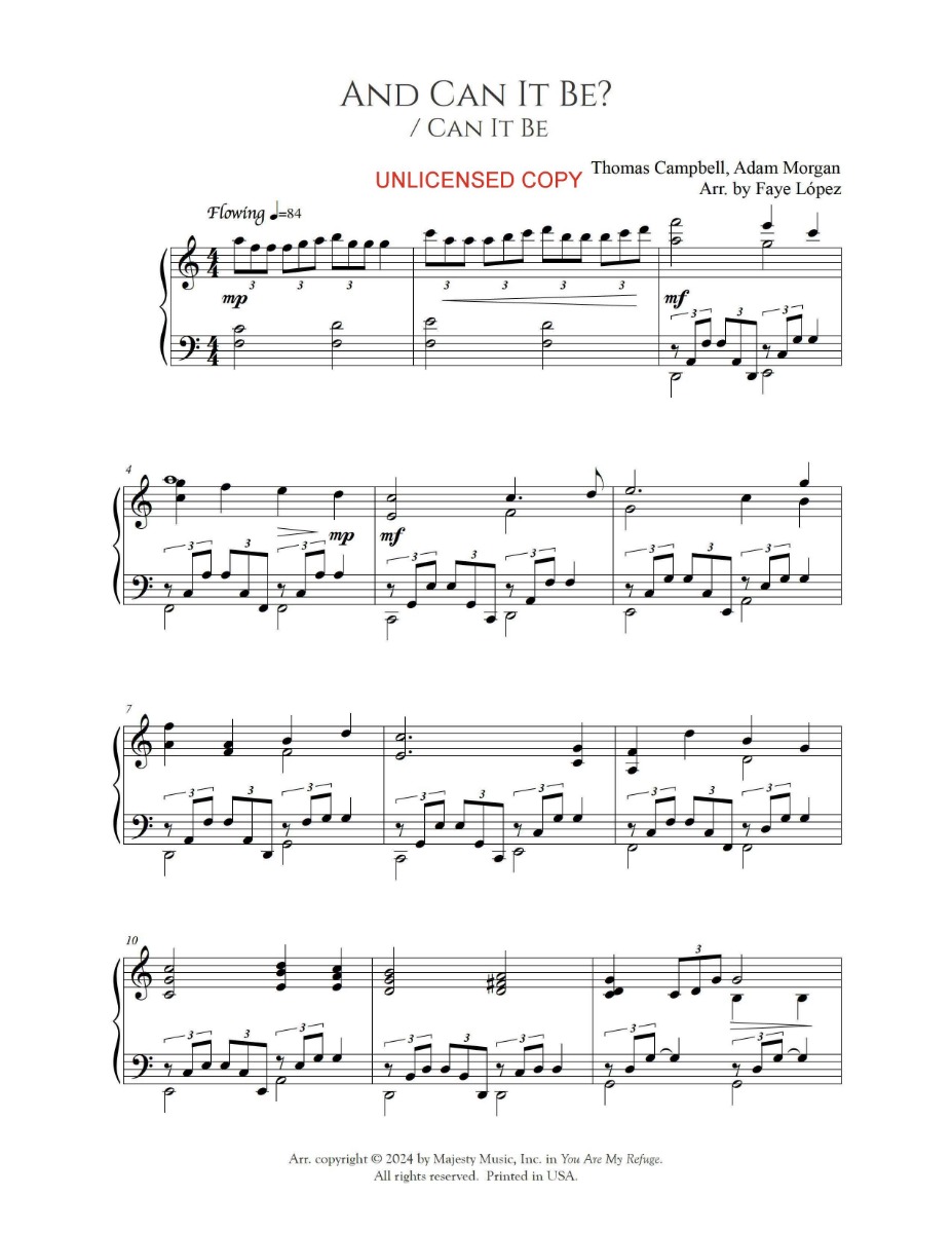 And Can it Be?/Can It Be - Faye Lopez Piano Solo (PDF download)