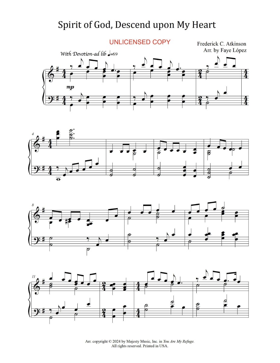 Spirit of God, Descend Upon My Heart (PDF download)