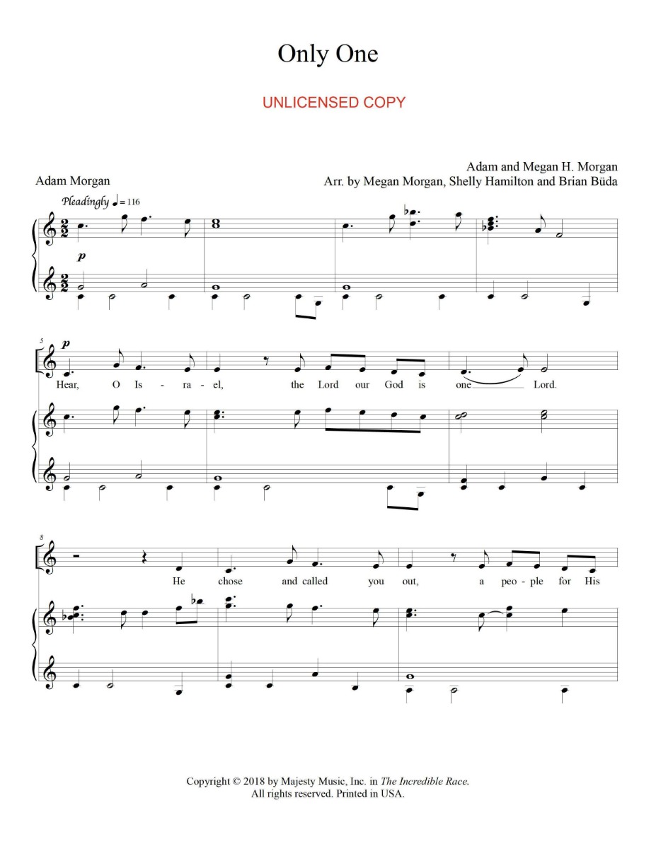 Only One Piano/Vocal (PDF download)