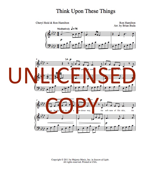 Think Upon These Things Choral Octavo Printable Download